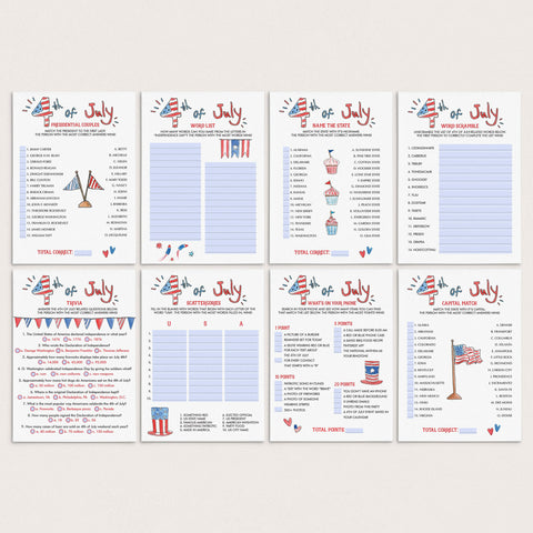 8 Fun Fourth of July Games | Printable & Fillable PDF Templates ...