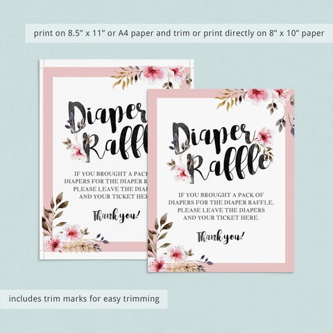 Editable baby girl shower Diaper Raffle Table Sign template | Instant ...
