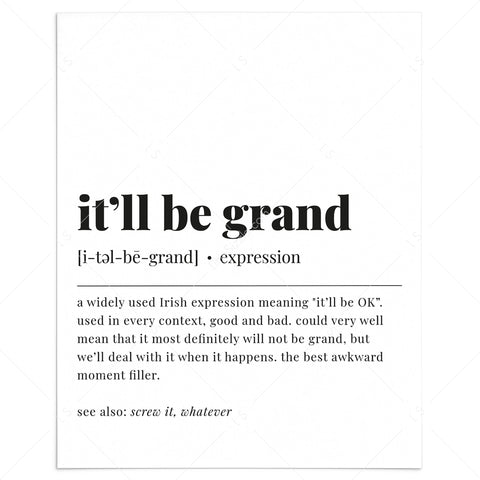 It'll Be Grand Print | Irish Printables | Irish Wall Art | Instant ...