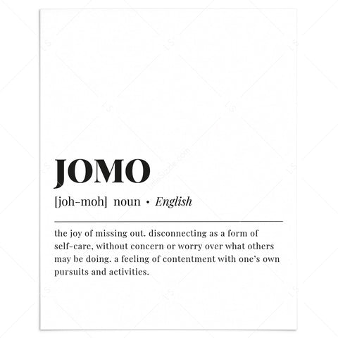 JOMO Definition Printable | Funny Introvert Gift | Joy Of Missing Out ...