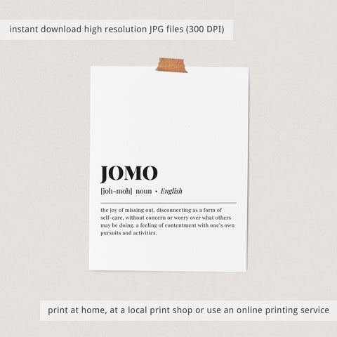 JOMO Definition Printable | Funny Introvert Gift | Joy Of Missing Out ...