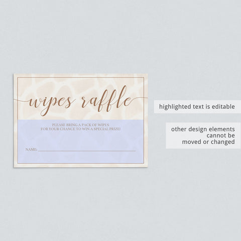 Wipes Raffle Ticket for baby shower Gender Neutral | Instant download ...
