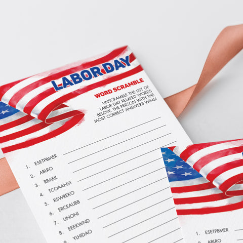 Labor Day Word Scramble Game Printable | Instant Download – LittleSizzle