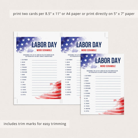 USA Labor Day Word Puzzle Printable | Answer Key Included – LittleSizzle