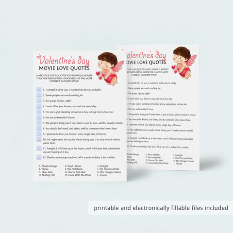 Romantic Movie Valentine's Day Game | Virtual & Printable Files ...