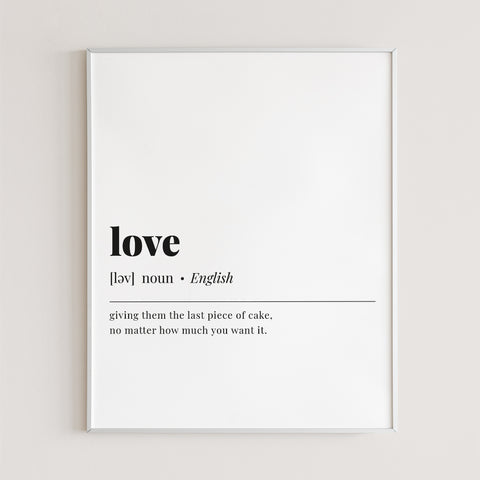 Love Definition Print Funny Lovers Gift | Instant Download Wall Art ...