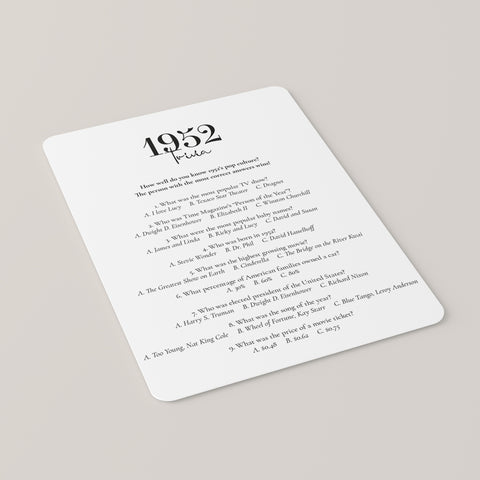 1952 Trivia with Answers Printable | Instant Download – LittleSizzle