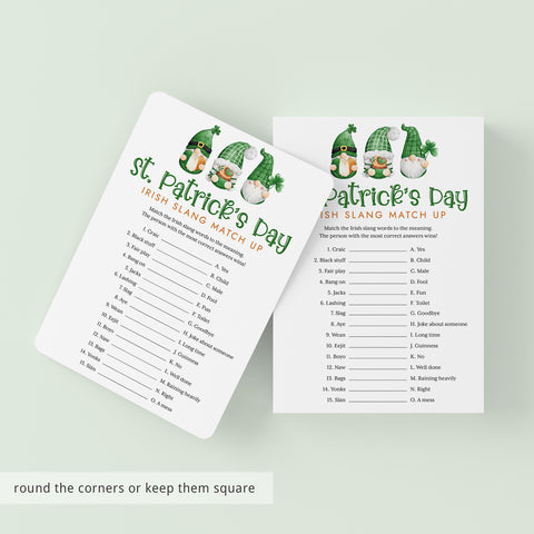 Fun St Patrick's Day Game | Irish Slang Words Match Up with Answers ...