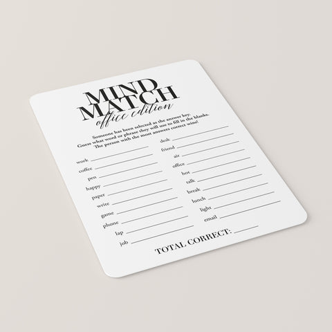 Office Party Game for Large Groups Mind Match Printable | Instant ...