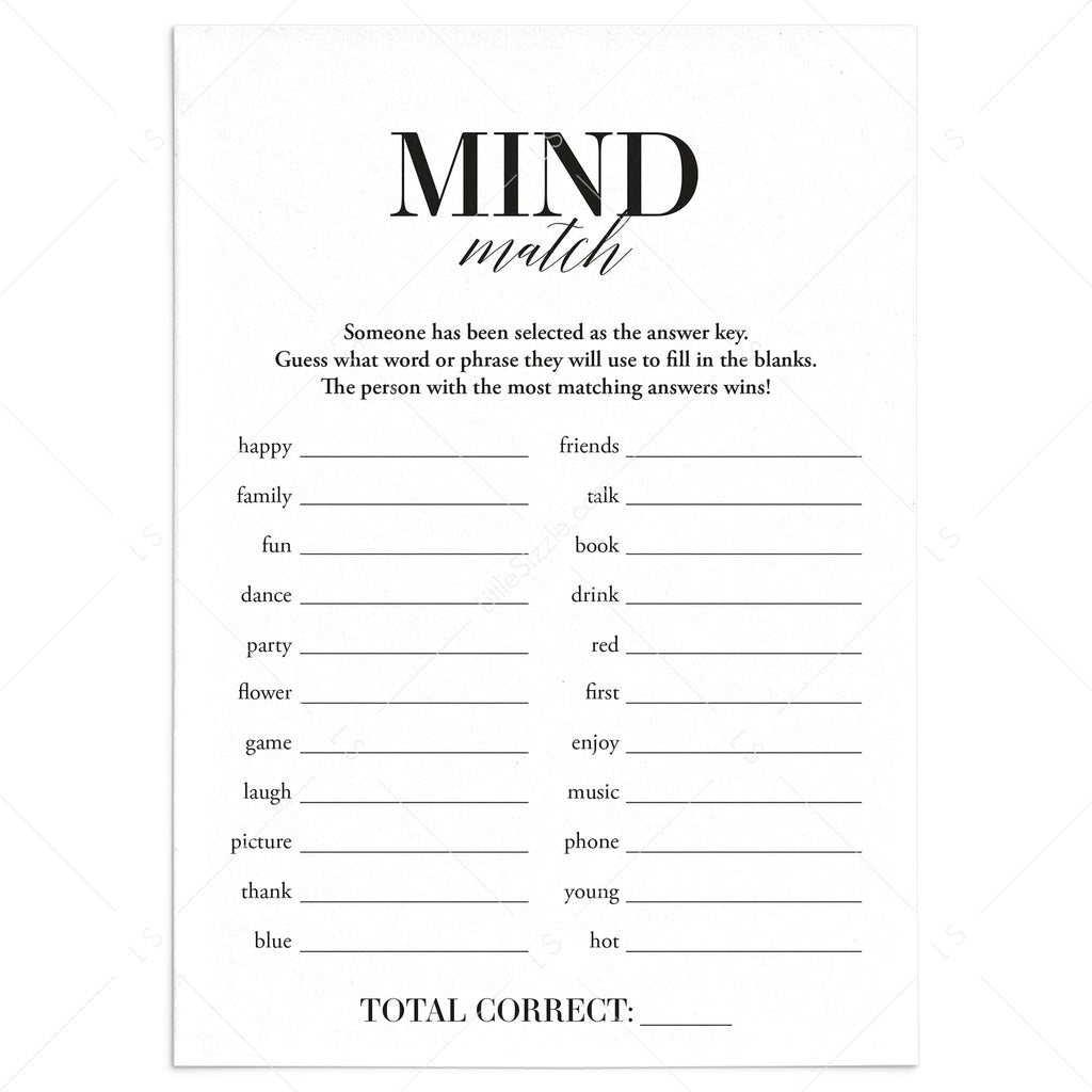 Group Icebreaker Game Mind Match Printable | Best Party Starters ...