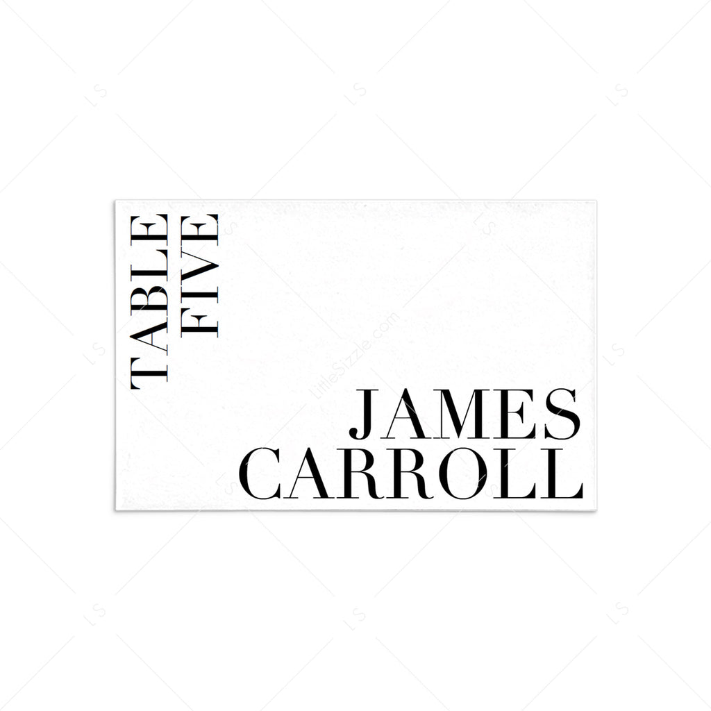 Modern Table Place Cards | PDF Template | Black and White – LittleSizzle