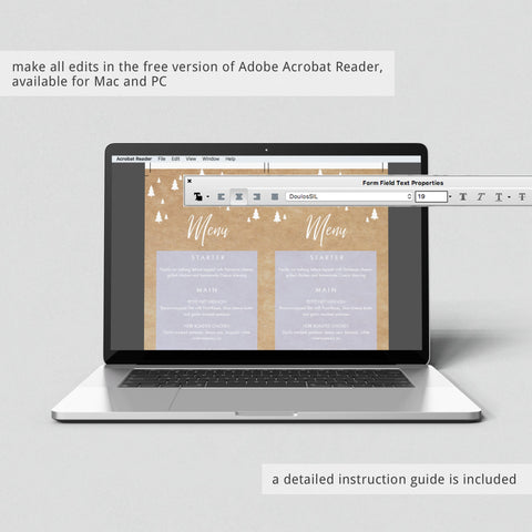 Rustic Holiday Menu Template Instant Download | Kraft Christmas Cards ...