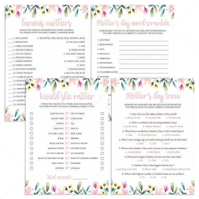 The Best Mother's Day Games and Activities | Instant Download ...
