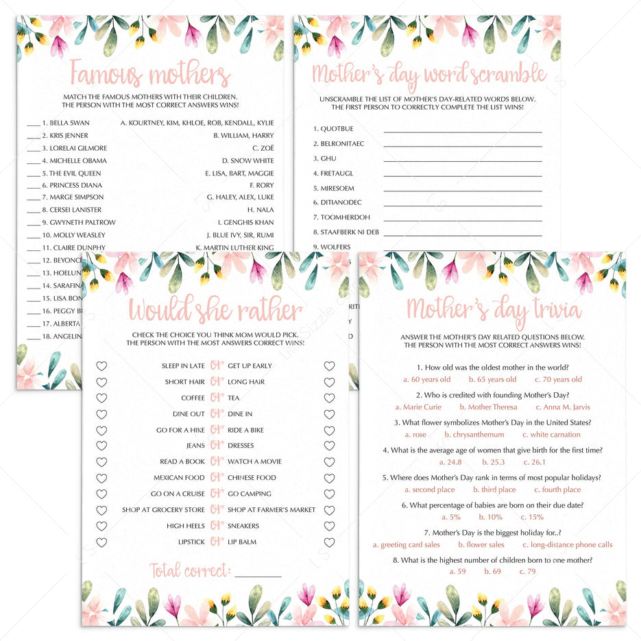 The Best Mother's Day Games and Activities | Instant Download ...