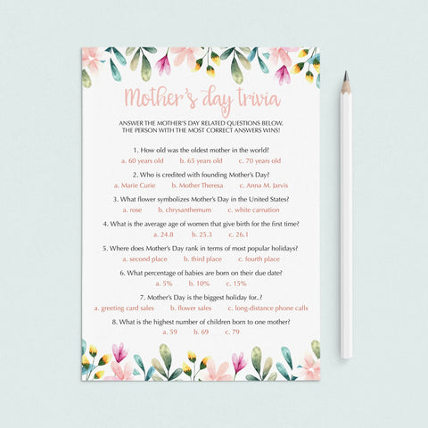 (Virtual) Mother's Day Quiz | Mother's Day Trivia | Instant Download ...