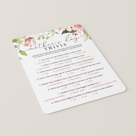 Mother's Day Trivia Game | Printable & Fillable PDF | Instant Download ...
