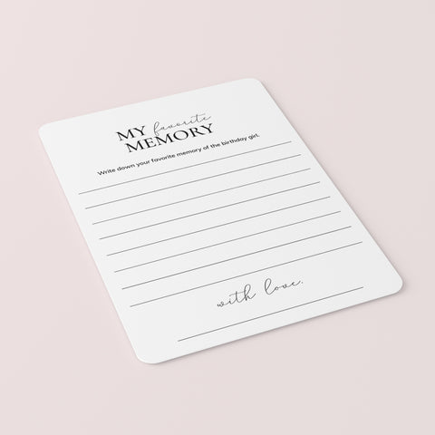 Printable Favorite Memory Of The Birthday Girl Card | Instant Download ...