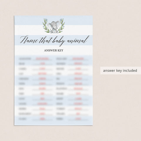 Elephant baby Shower game Name That Baby Animal printable | Instant ...