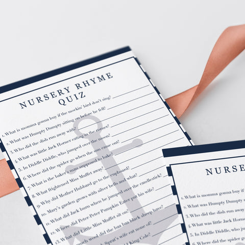 Nautical Baby Shower Nursery Rhyme Game | Printable and Fillable PDF ...