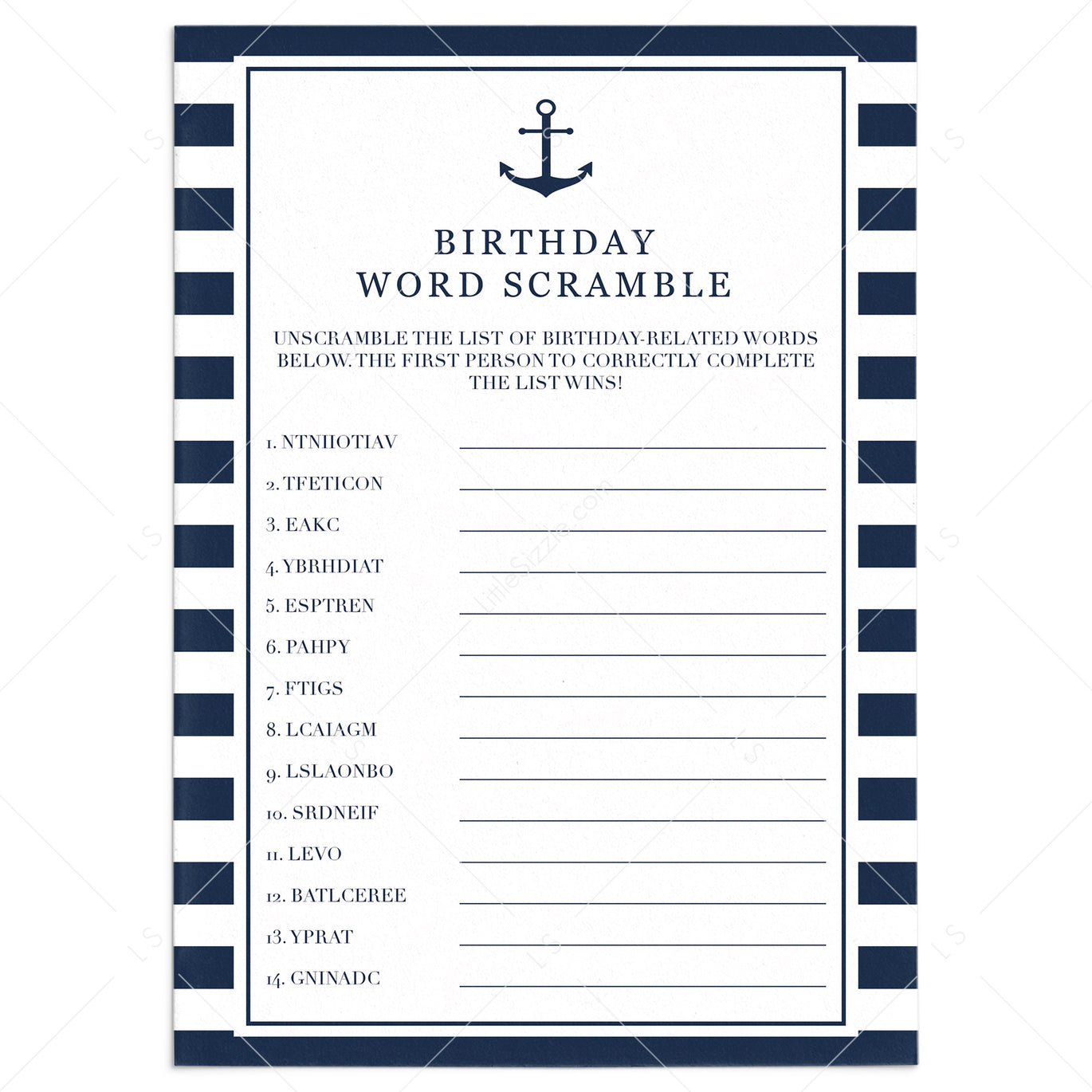 Birthday Word Scramble Games Printable | Birthday Game For All Ages ...