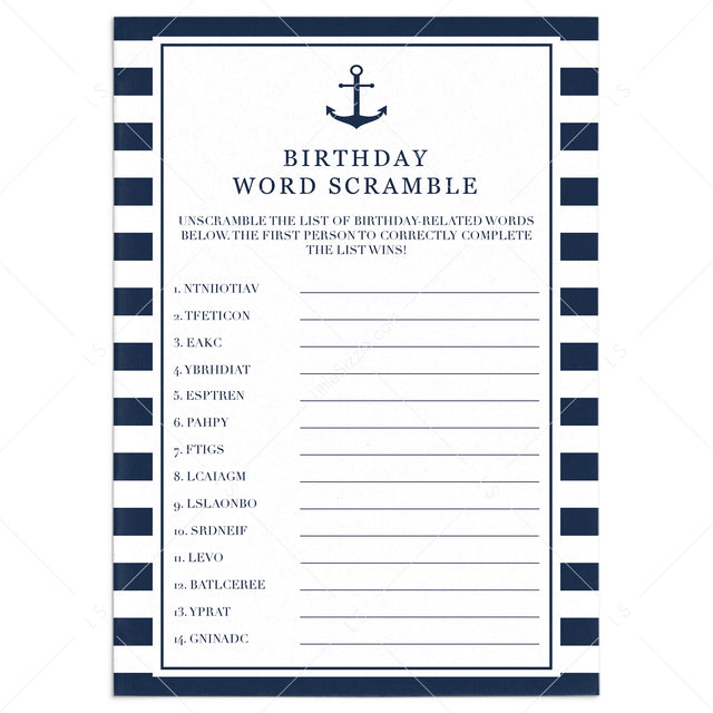 Birthday Word Scramble Games Printable | Birthday Game For All Ages ...