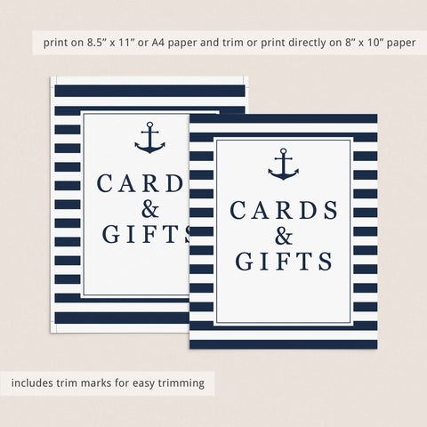 Nautical Gifts Sign printable | Nautical themed party decorations ...