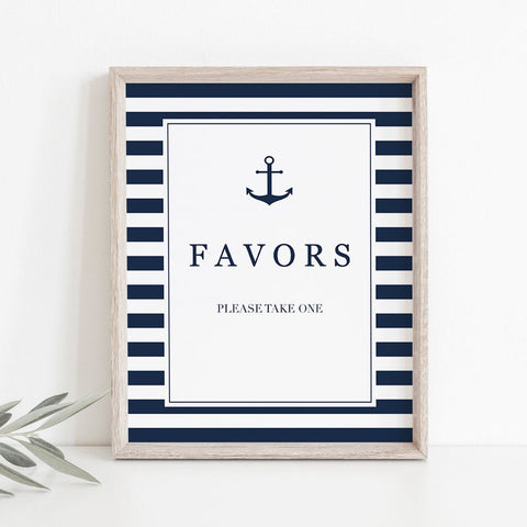 Nautical party Favors Sign printable | Navy and white party decor ...