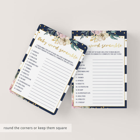 Baby word scramble game for girl baby shower printable – LittleSizzle