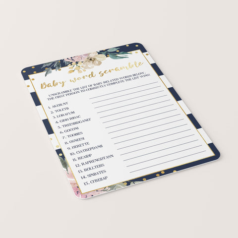Baby word scramble game for girl baby shower printable – LittleSizzle
