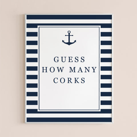Nautical Guess How Many sign and cards printable for boy baby shower ...