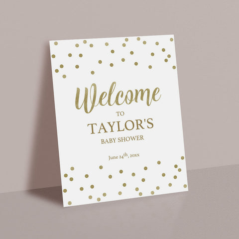 Gold Confetti Welcome Sign Template | Instant download – LittleSizzle