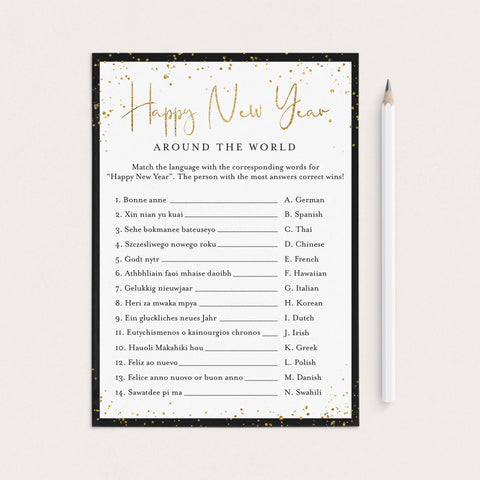 Happy New Year Around The World Game with Answers Printable – LittleSizzle