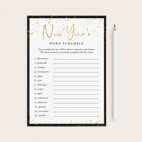 New Years Word Scramble Game Printable | Instant Download – LittleSizzle