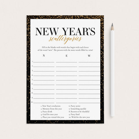 Printable New Year Game for Family Scattergories | Download – LittleSizzle