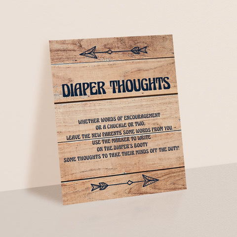 Printable Diaper Thoughts sign for woodland shower| Fun baby shower ...