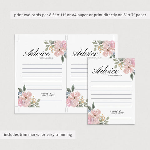 Whimsical baby Advice for the Mom-To-Be printable girl shower game ...