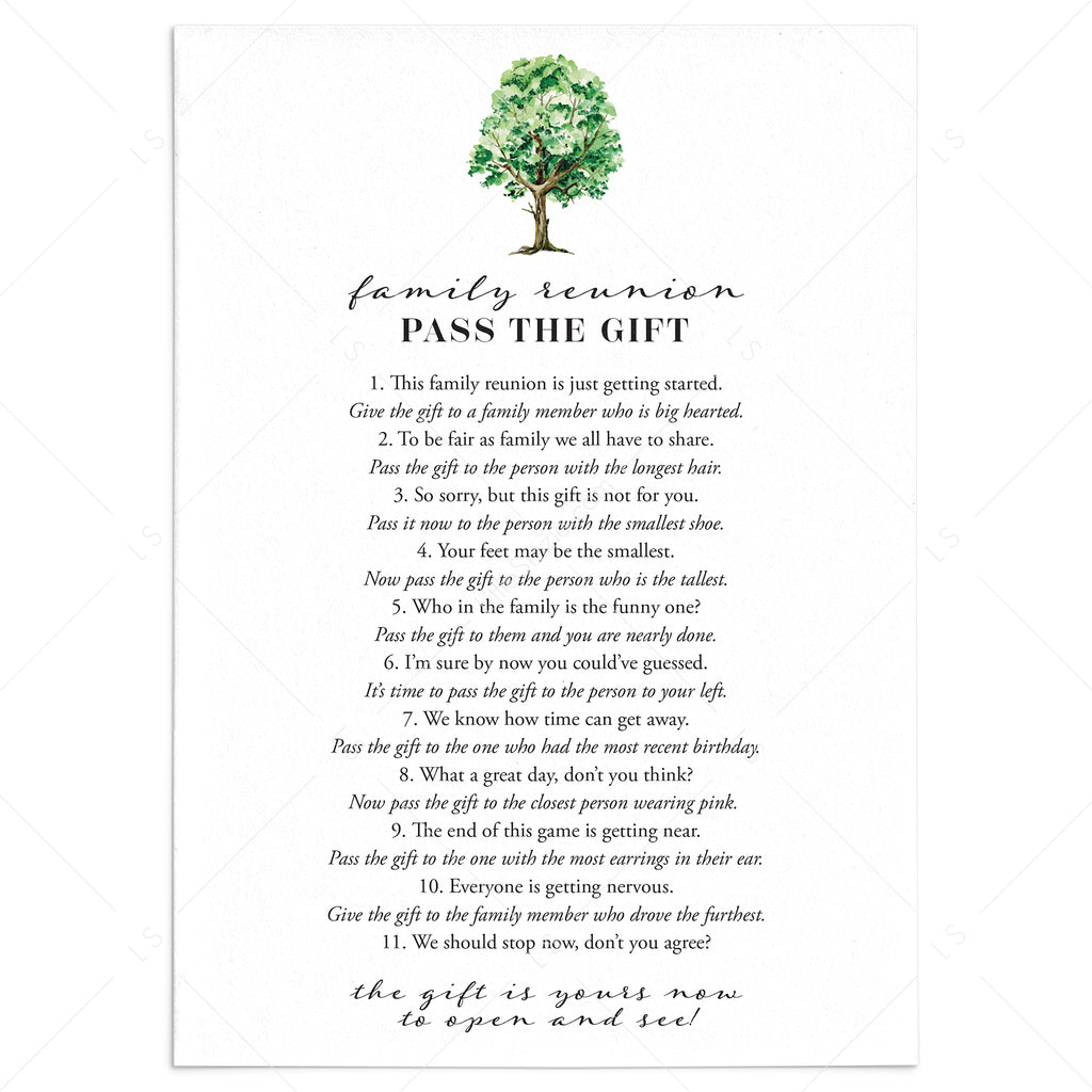 Pass The Gift Game for Family Reunion | Instant Download | Funny Family ...