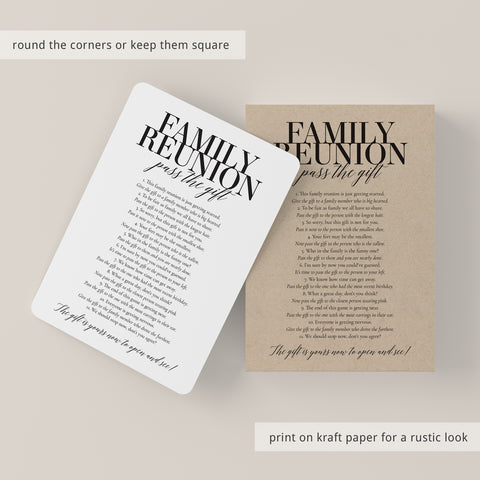 Printable Pass The Gift Game for Family | Family Reunion Party Games ...