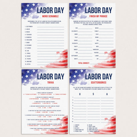 America Labor Day Games Bundle Printable | Instant Download – LittleSizzle