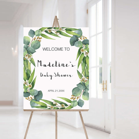 Editable greenery Welcome Sign template | Instant download | Green ...