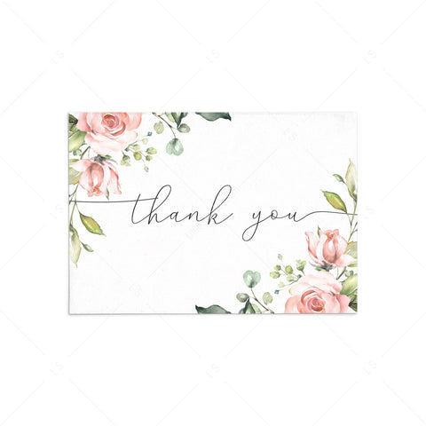 Printable Thank You Note Cards with Pink Flowers | Instant download ...