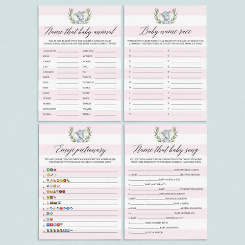 Pink and White baby shower games pack printables | Instant download ...