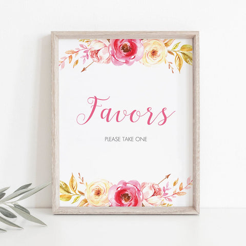Printable boho party Favors sign with floral wreath | Printable floral ...