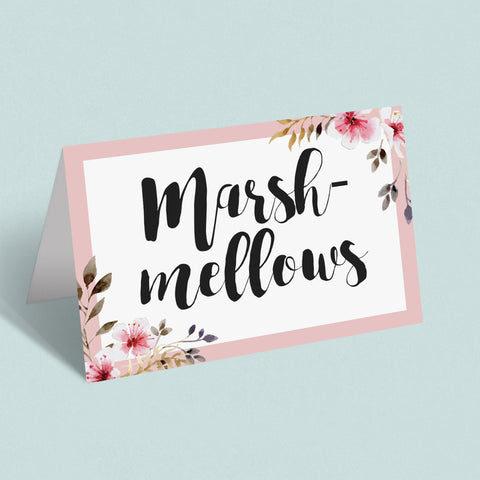 Pink floral Food Label Cards editable template | Instant download ...