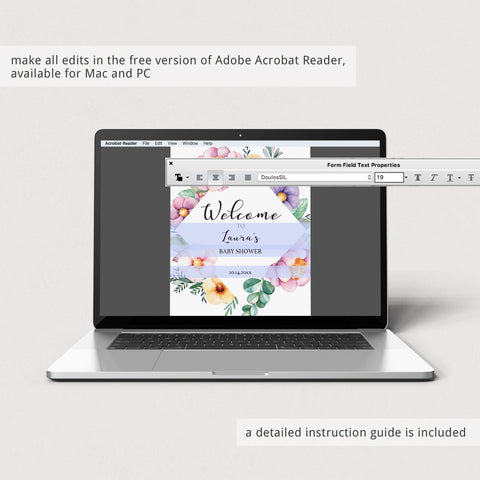 Editable Welcome Sign with Floral Wreath | Instant download – LittleSizzle