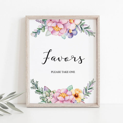 Purple and Pink Floral Favors Please Take One Sign | Instant download ...