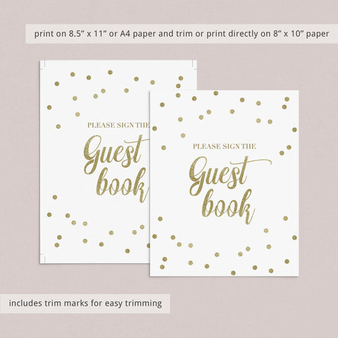 Gold Please Sign the Guest Book sign printable | Instant download ...