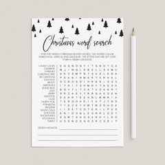 Black and White Christmas Game Word Search Printable – LittleSizzle