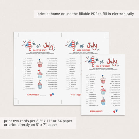 Patriotic Game Printable | Name The State | 4th of July Games ...