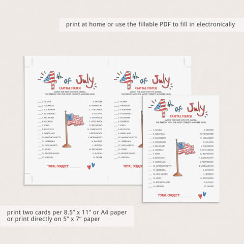 Fourth of July Party Matching Game | Instant Download – LittleSizzle